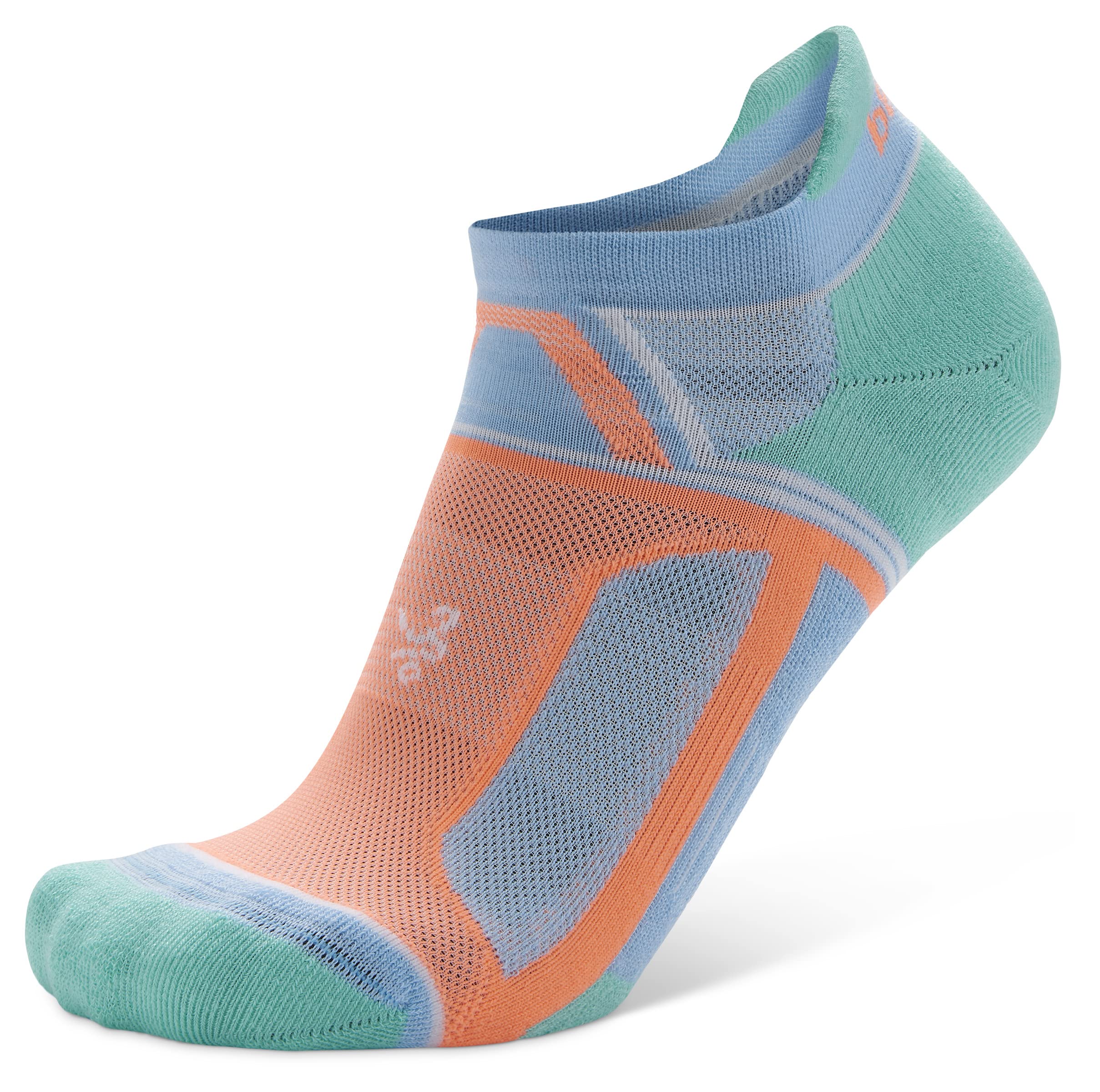 Balega Hidden Contour Upcycled Impact Resistance / Cushioning Performance No Show Athletic Running Socks for Men and Women (1 Pair) Aqua/Peach, Small