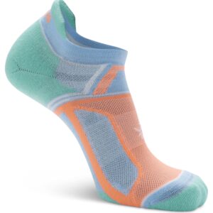 Balega Hidden Contour Upcycled Impact Resistance / Cushioning Performance No Show Athletic Running Socks for Men and Women (1 Pair) Aqua/Peach, Small