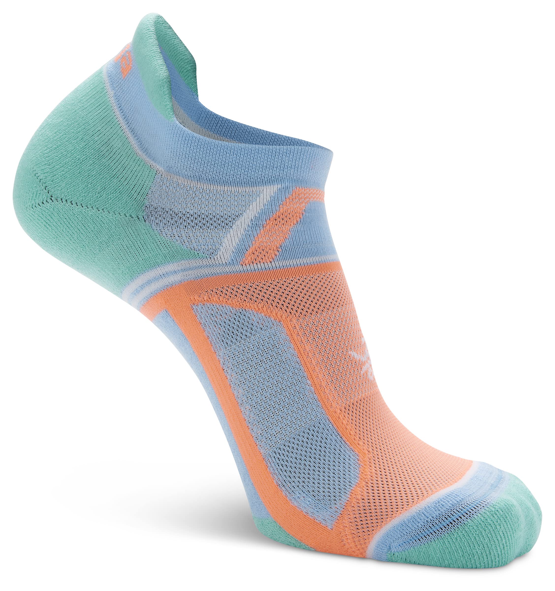 Balega Hidden Contour Upcycled Impact Resistance / Cushioning Performance No Show Athletic Running Socks for Men and Women (1 Pair) Aqua/Peach, Small