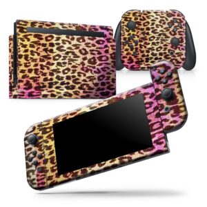 design skinz - compatible with nintendo switch console + joy-con - skin decal protective scratch-resistant removable vinyl wrap cover - vibrant striped cheetah animal print