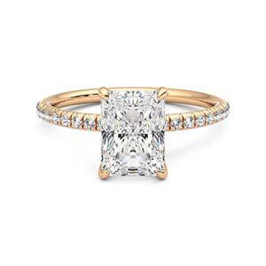 customize jewels 6.50 carat- 12x10 mm radiant cut solitaire moissanite engagement ring in 14k gold with accent stone for women,d-vvs1 (14k rose gold, 5.5)