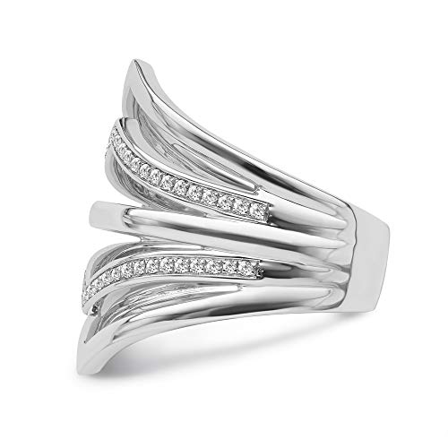 ARAIYA FINE JEWELRY 10K White Gold Diamond Fashion Band Ring (1/5 cttw, I-J Color, I2-I3 Clarity), Size 7.5