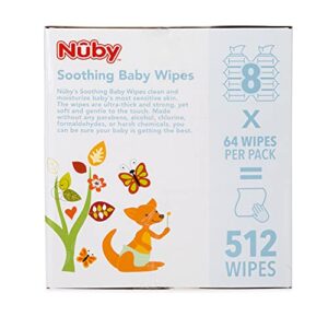 Nuby's Soothing Ultra Premium Baby Wipes Naturally Inspired with Chamomile, Aloe, and Citroganix, Fragrance Free, Extra Thick, 512 Count