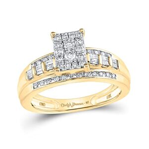 10kt yellow gold round diamond cluster bridal wedding engagement ring 1/2 cttw