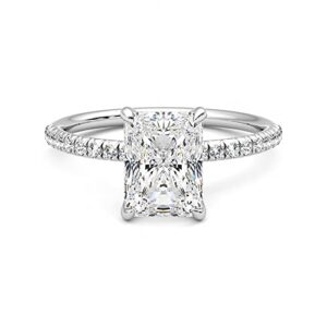 customize jewels 1.50 carat- 8x6 mm radiant cut solitaire moissanite engagement ring in 14k gold with accent stone for women,d-vvs1 (14k white gold, 5.5)