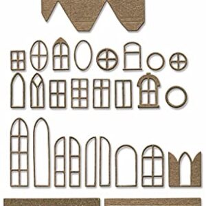 Tim Holtz Sizzix Village Collection Thinlits Dies, Bundle of 87 Dies (665564) Plus 3 Coordinating Mini Texture Fades, Lumber, Cobblestone and Brickwork (665460, 665461, 665462)