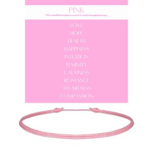 pink bracelet for men women adult unisex - pink ribbon awareness jewelry fundraising for a cause - adjustable waterproof string - nylon cord surfer bracelet - pulsera rosada rosa