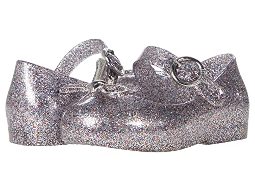 mini melissa Sweet Love BB (Toddler/Little Kid) - Sandals for Kids - Hook-and-Loop Closure - Cushioned Footbed Silver Glitter 10 Toddler M