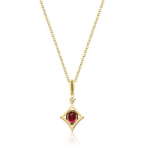 Gin & Grace 10K Yellow Gold Genuine Ruby and Natural Diamond (I1) Pendant for Women.