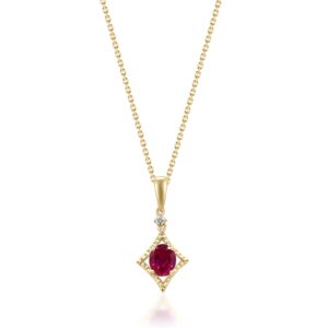 gin & grace 10k yellow gold genuine ruby and natural diamond (i1) pendant for women.