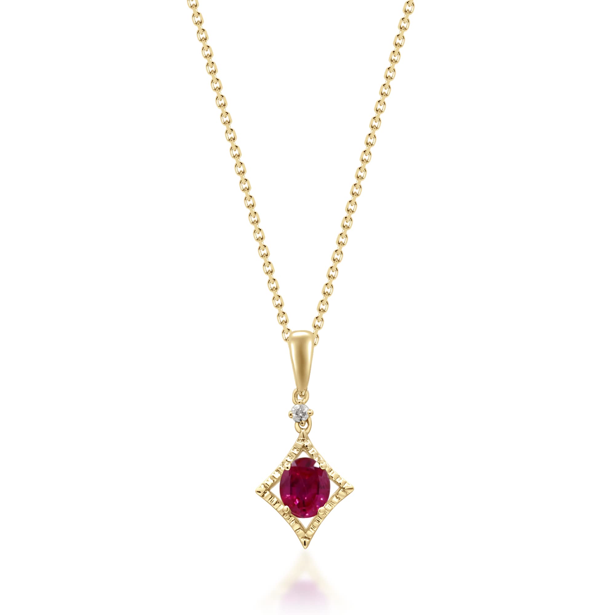 Gin & Grace 10K Yellow Gold Genuine Ruby and Natural Diamond (I1) Pendant for Women.