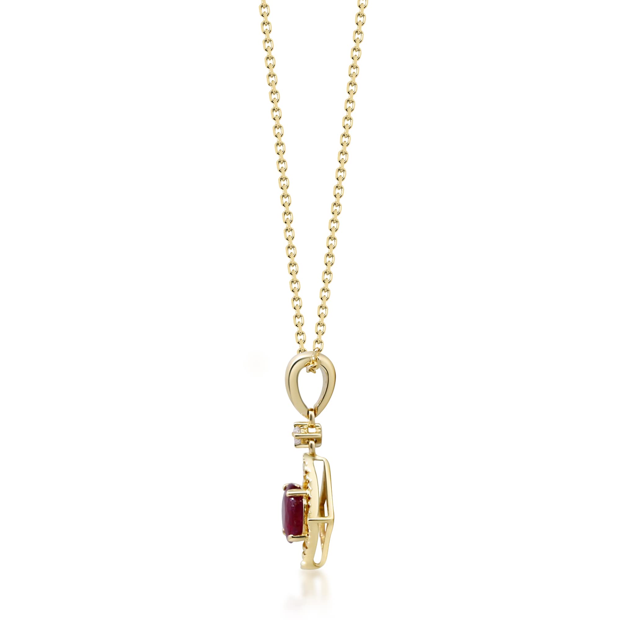 Gin & Grace 10K Yellow Gold Genuine Ruby and Natural Diamond (I1) Pendant for Women.