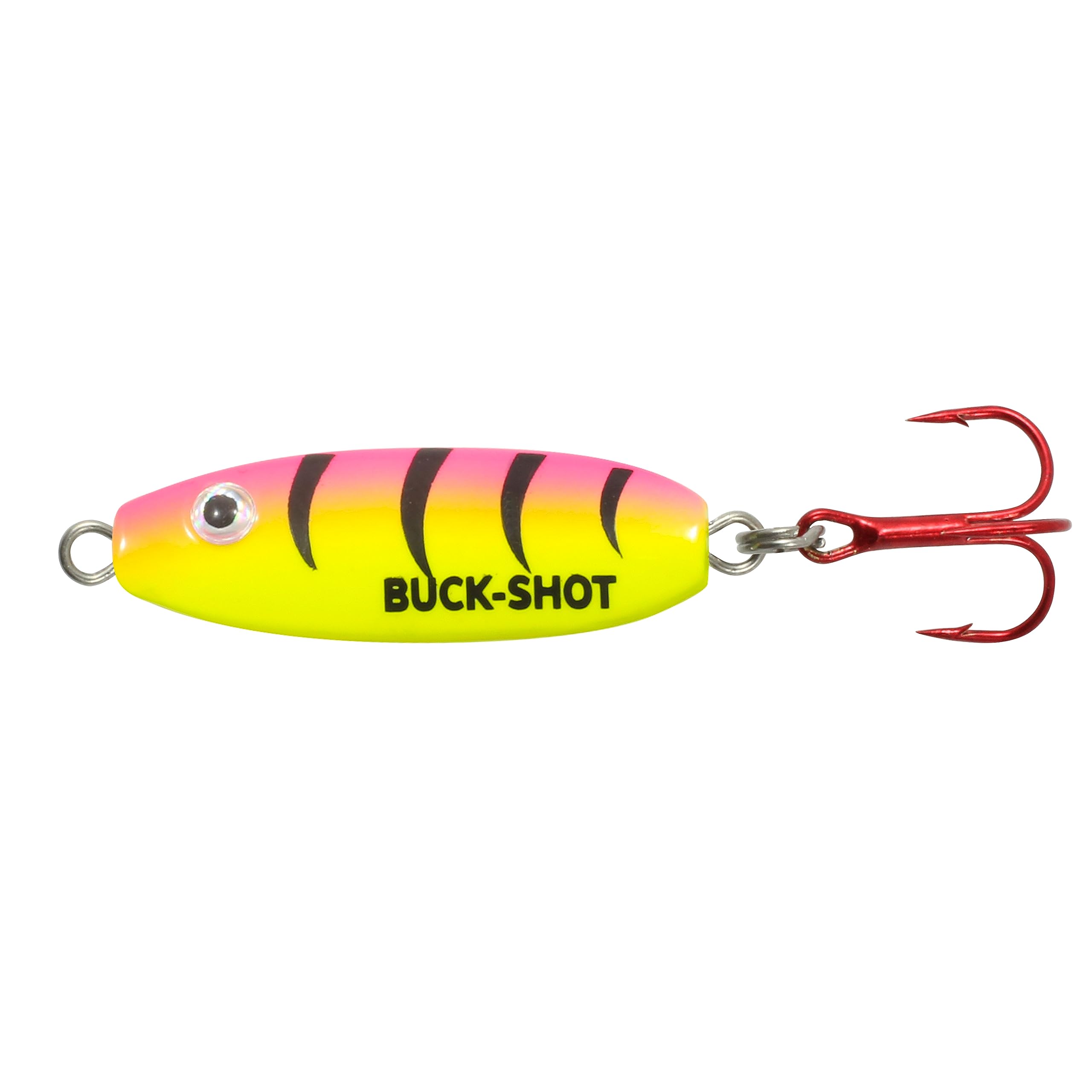 Northland Fishing Tackle Buck-Shot Ice Fishing Rattle Spoon, Bubblegum Tiger, 3/4 Oz, 1/Cd