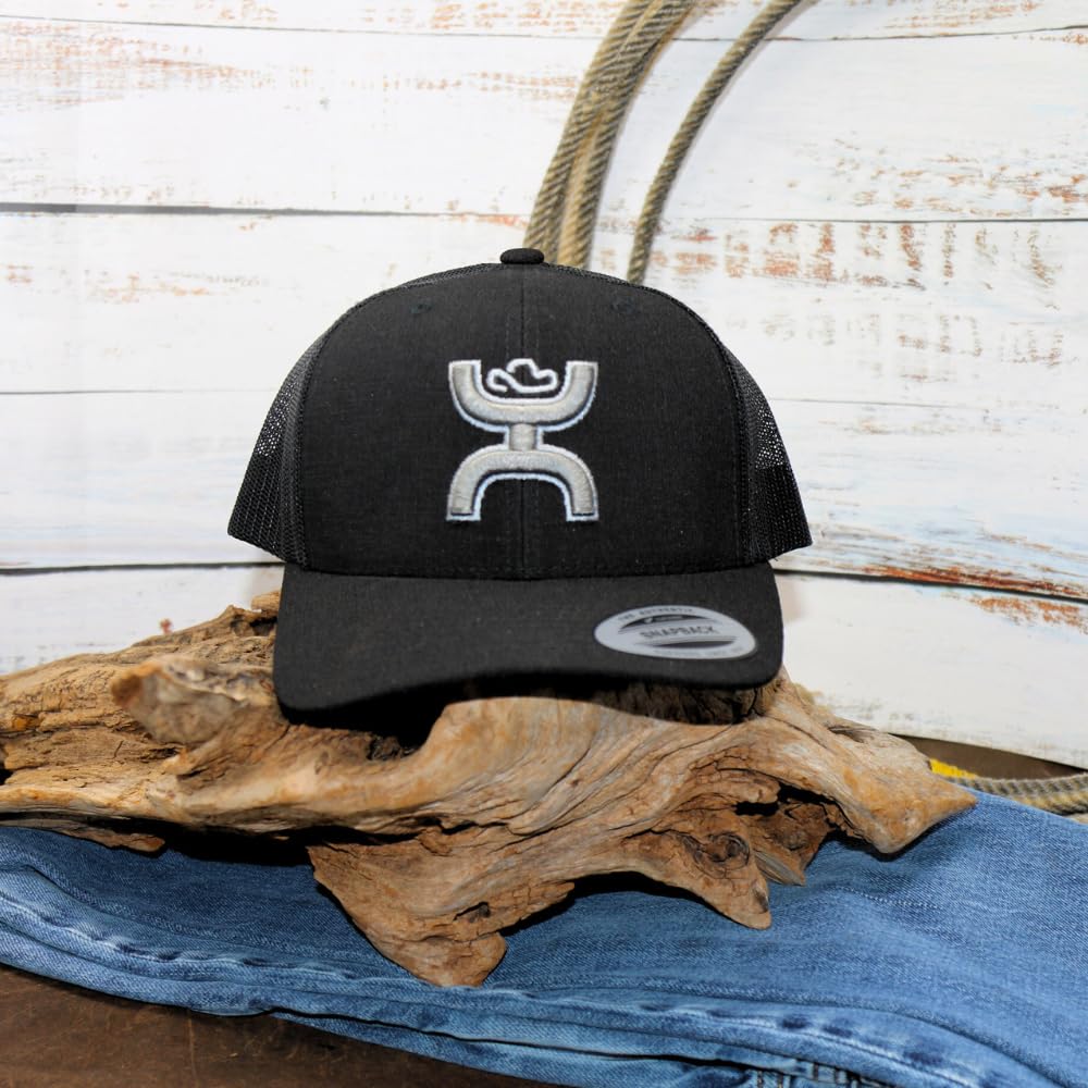 HOOEY Sterling 6-Panel Adjustable Trucker w/Logo (Black with Grey Logo)