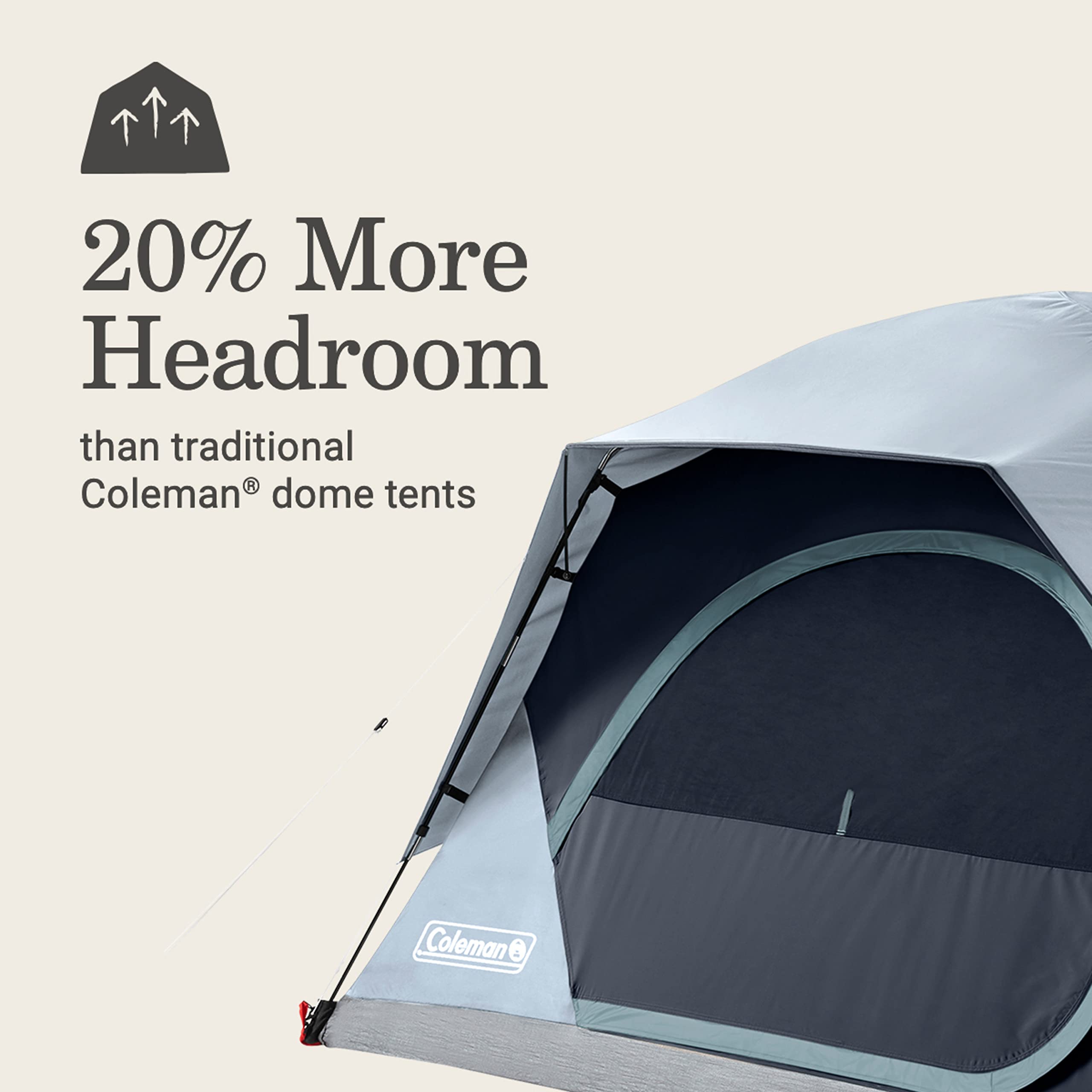 Coleman Skydome Camping Tent with LED Lights, Weatherproof 4/8 Person Family Tent Includes Pre-Attached Poles, Rainfly, Carry Bag, Ventilation and LED Lighting System, Sets Up in 5 Minutes