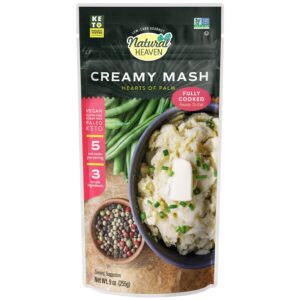 natural heaven hearts of palm creamy mash | mashed potato alternative | low carb - 5g of net carbs | gluten & sugar free | keto food | paleo | vegan | vacuum packed (12 ounce – 1 count)