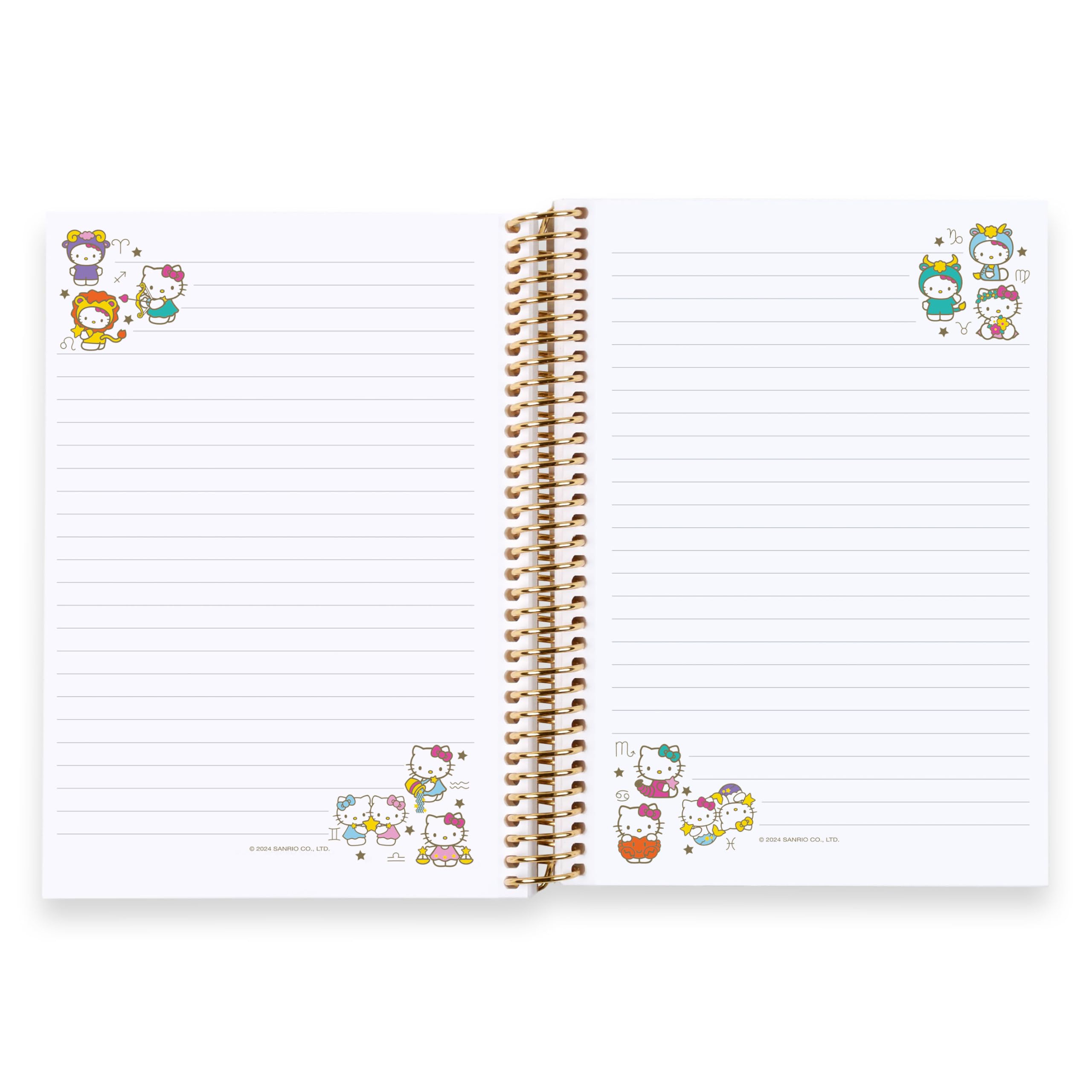 Erin Condren A5 Spiral Bound Lined Notebook - Special Edition, Hello Kitty Zodiac Laminate Metallic Cover, 160 Lined Pages Of 80 Lb, Mohawk Paper, Sticker Sheet Included