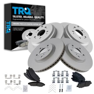 trq front and rear brake pad & rotor kit brake pads brake rotor ceramic premium g-coated compatible with 2007-2013 acura mdx 2010-2013 zdx 2009-2015 honda pilot