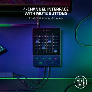 Razer Audio Mixer: All-in-One Streaming/Broadcasting Mixer - 4-Channel Design - XLR Preamp - Built-in Voice Settings & Audio Processing - USB Connectivity - Plug & Play - Chroma RGB