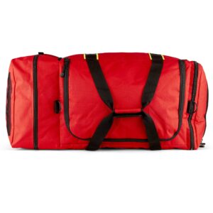 LINE2design Firefighter Gear Bag, Turnout Jumbo Fire Bag with Reflective Trim, Padded Shoulder Strap and Maltese Cross Logo Red Bag