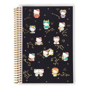 erin condren a5 spiral bound lined notebook - special edition, hello kitty zodiac laminate metallic cover, 160 lined pages of 80 lb, mohawk paper, sticker sheet included