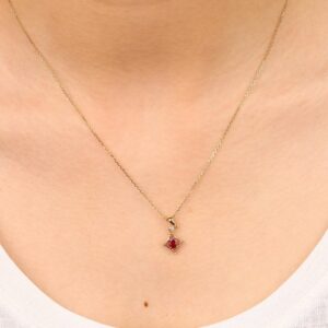 Gin & Grace 10K Yellow Gold Genuine Ruby and Natural Diamond (I1) Pendant for Women.