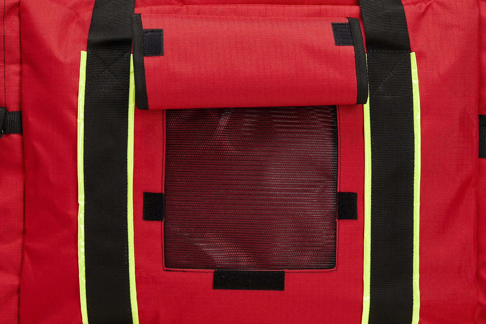 LINE2design Firefighter Gear Bag, Turnout Jumbo Fire Bag with Reflective Trim, Padded Shoulder Strap and Maltese Cross Logo Red Bag