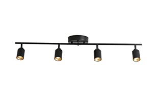 vidalite led track light, 7w four bulb fixed rail with rotating heads, 3000k modern interior spotlight, black