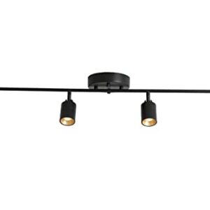 VidaLite LED Track Light, 7W Four Bulb Fixed Rail with Rotating Heads, 3000K Modern Interior Spotlight, Black