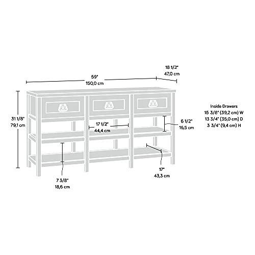 Sauder Granite Trace Credenza, for TVs up to 60", Rustic Cedar Finish