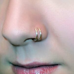 Vitaltyextracts Spiral Nose Ring Hoop For Women - 14K Gold Plated 20 Gauge Double Nose Piercings 6mm 8mm 10mm Nose Piercing kit