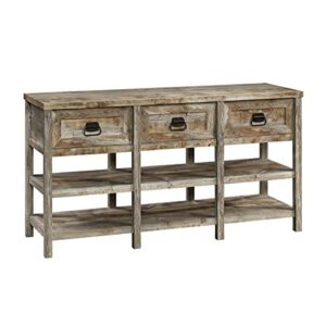 sauder granite trace credenza, for tvs up to 60", rustic cedar finish