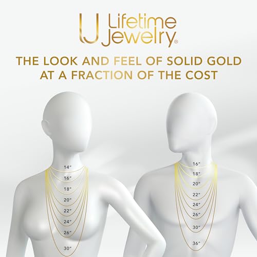 LIFETIME JEWELRY Miami Curb Square Cut Cuban Link Chain Necklaces 24k Gold Plated (5mm & 9.5mm) (24 inches, 9.5mm, Gold)