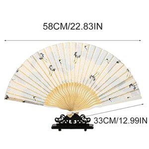 BICCQ Flying Crane Pattern Folding Fan Hand-Held Chinese Craftsmanship Men's and Women's Accessories Gifts (Color : B)