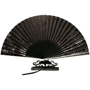 biccq hand held folding fan chinese classical men's and women's portable display gifts (gold,silver) (color : silver)