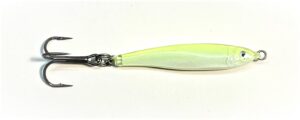 bay statetackle epoxy resin fishing jig lure (2 inch / 0.5 ounce) - great for striped bass, tuna and other game fish (chartreuse, 0.5 ounce)