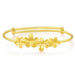 chow sang sang chinese wedding collection 999.9 24k gold price-by-weight 9.73g gold floral bangle for women 89224k