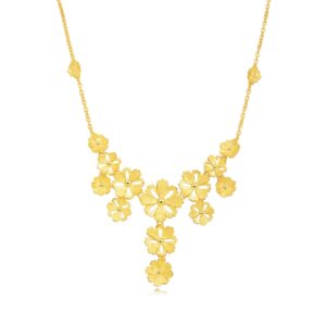 chow sang sang cultural blessings daily bliss 999.9 24k gold price-by-weight 16.84g gold floral lucky flowers necklace (45 cm) for women and wedding occasion 88236n