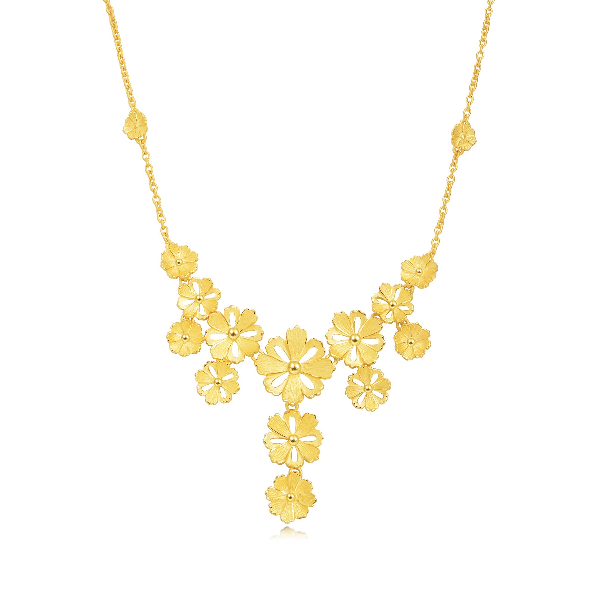 CHOW SANG SANG Cultural Blessings Daily Bliss 999.9 24K Gold Price-by-Weight 16.84g Gold Floral Lucky Flowers Necklace (45 CM) for Women and Wedding Occasion 88236N