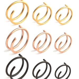 Vitaltyextracts Spiral Nose Ring Hoop For Women - 14K Gold Plated 20 Gauge Double Nose Piercings 6mm 8mm 10mm Nose Piercing kit