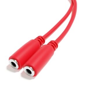 ExcelValley - 5-Pack - Mono Splitter Y Patch Cables - TS 3.5mm 1/8" Eurorack Synth Synthesizer [Red]