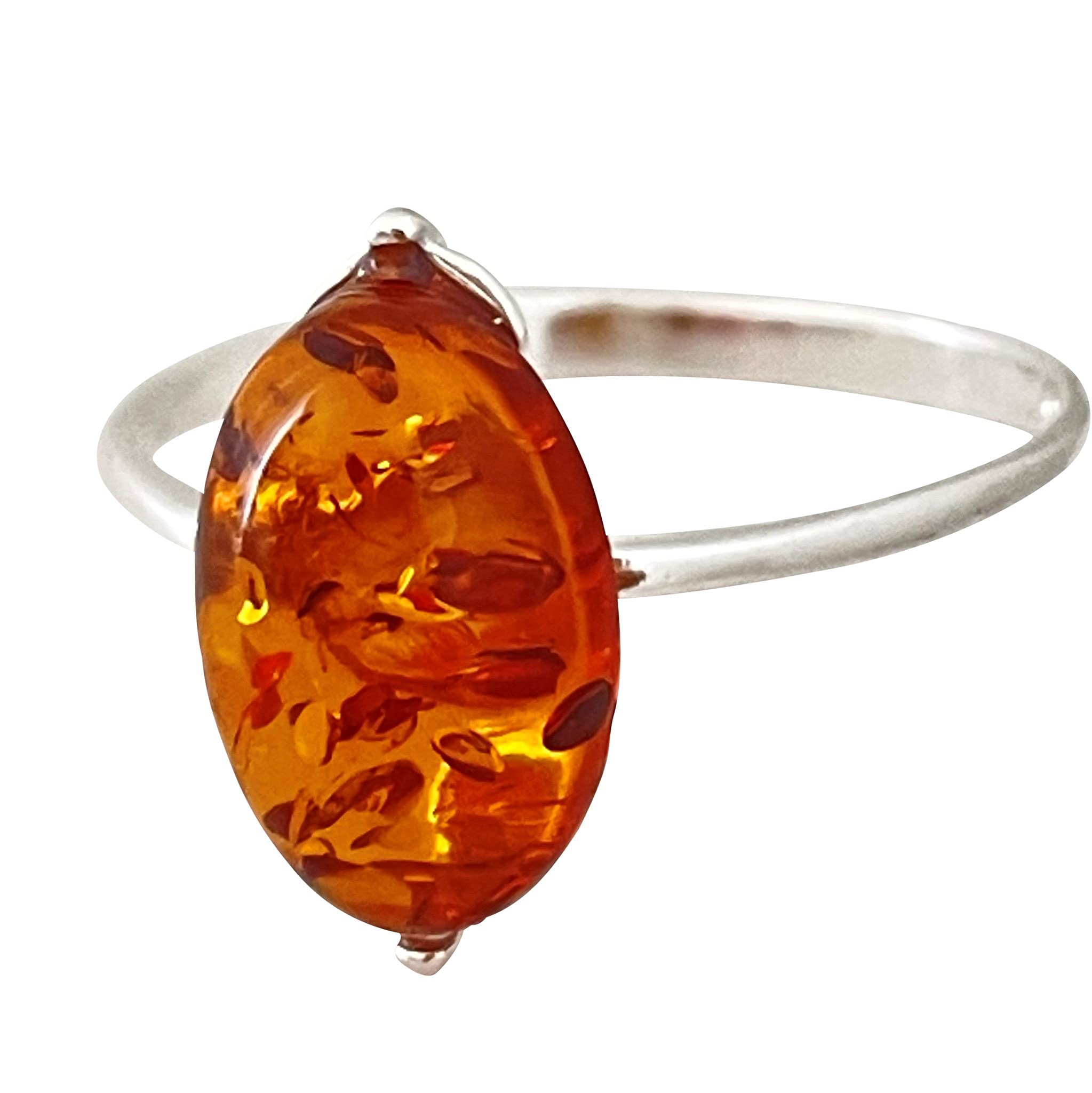 Gift Shoppe By Nina Natural Baltic Elegant Cognac Amber and Sterling Silver Ring (7)