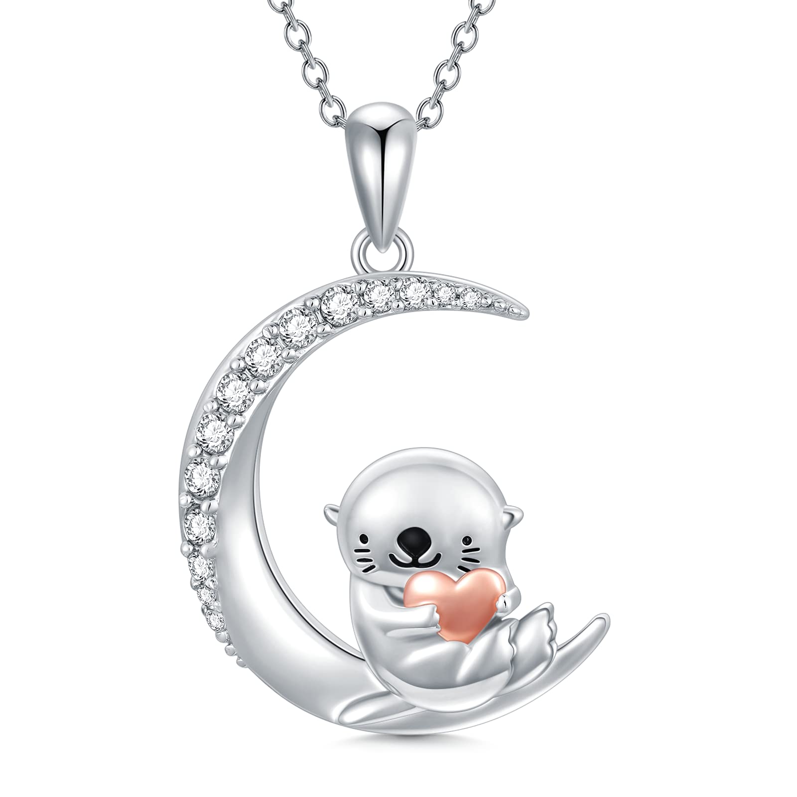 PROESS Sea Otter Necklace Sterling Silver Otter Jewelry Otter Gift Animal Necklace for Women