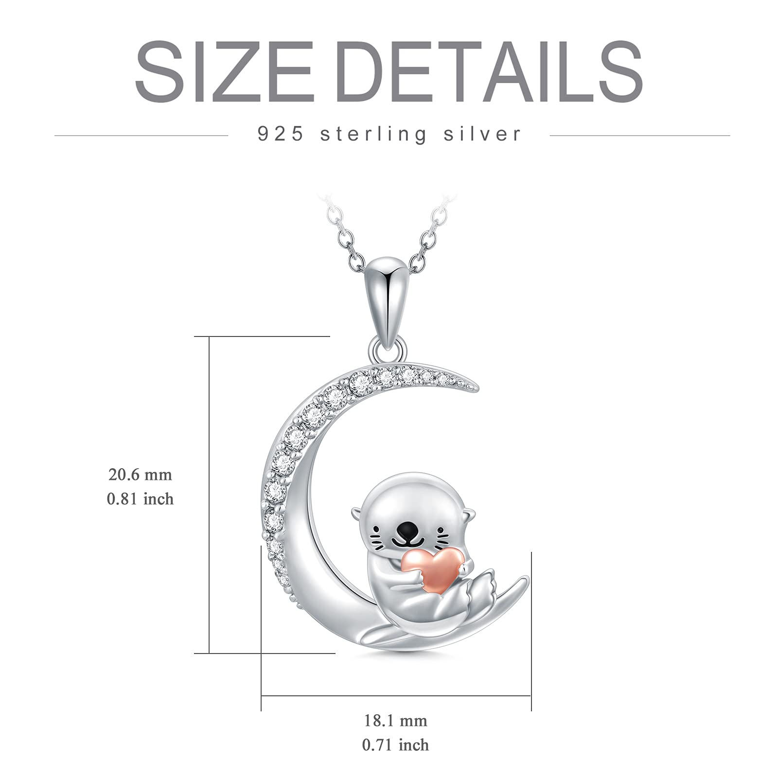 PROESS Sea Otter Necklace Sterling Silver Otter Jewelry Otter Gift Animal Necklace for Women