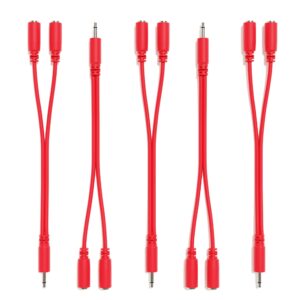 ExcelValley - 5-Pack - Mono Splitter Y Patch Cables - TS 3.5mm 1/8" Eurorack Synth Synthesizer [Red]