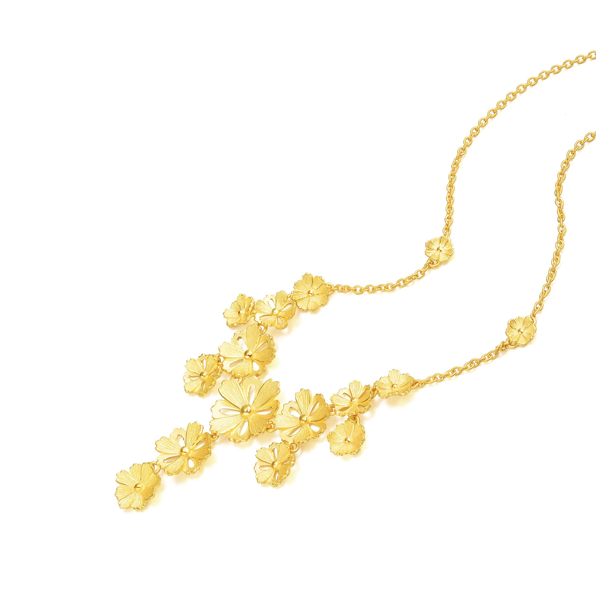 CHOW SANG SANG Cultural Blessings Daily Bliss 999.9 24K Gold Price-by-Weight 16.84g Gold Floral Lucky Flowers Necklace (45 CM) for Women and Wedding Occasion 88236N