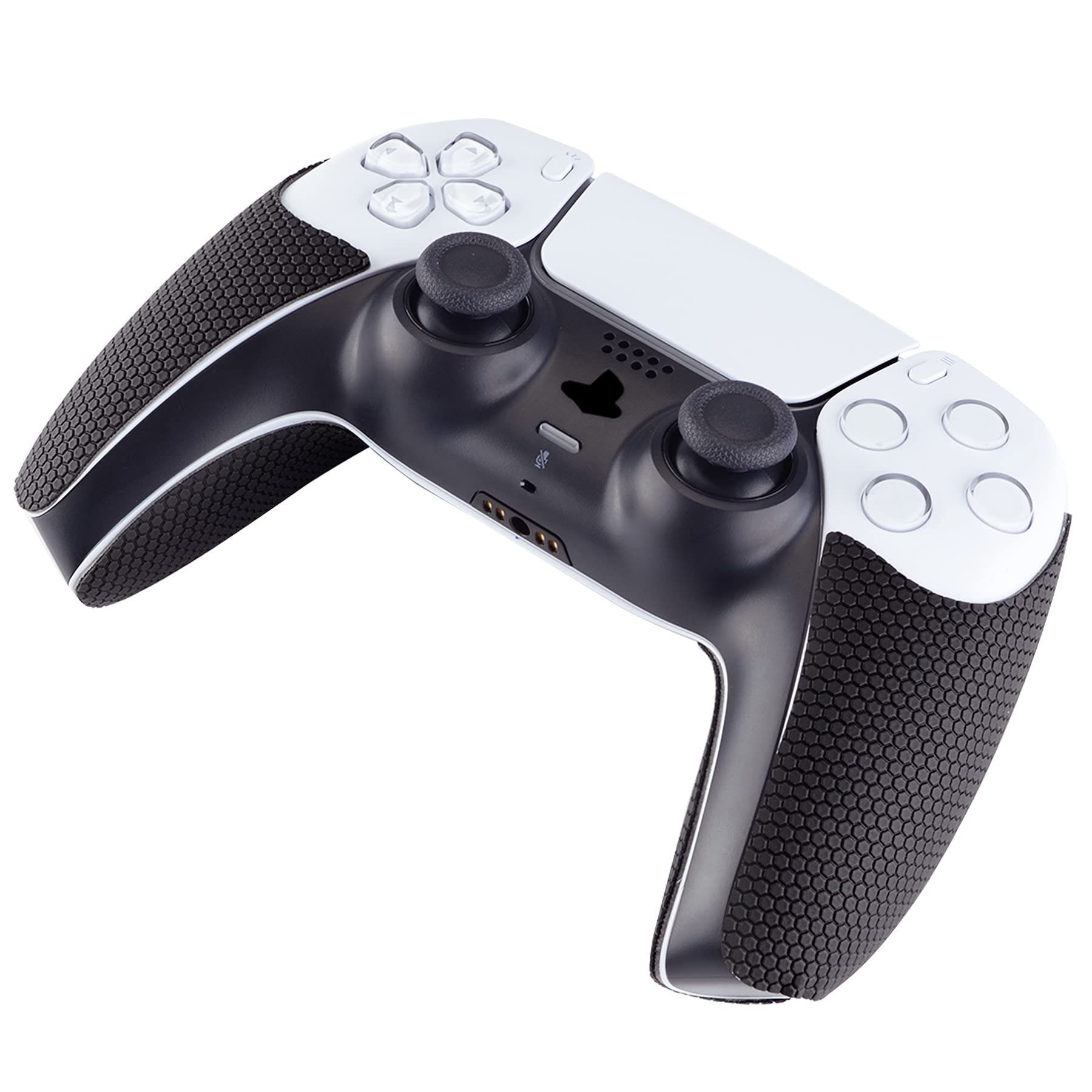 eXtremeRate PlayVital Anti-Skid Sweat-Absorbent Controller Grip for PS5, Professional Textured Soft Rubber Pads Handle Grips for PS5 Controller with Shoulder Button Trigger Stickers - Armored Edition