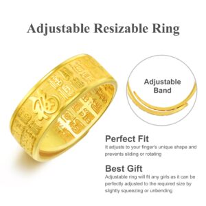 CHOW SANG SANG Chinese Wedding Collection 999.9 24K Gold Price-by-Weight 11.6g Gold Blessing with Good Fortune Ring for Women 90354R | Adjustable Ring