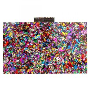 women sequin acrylic clutch box crossbody bag handbag bridal party cocktail evening clutch purse (multi-colored)