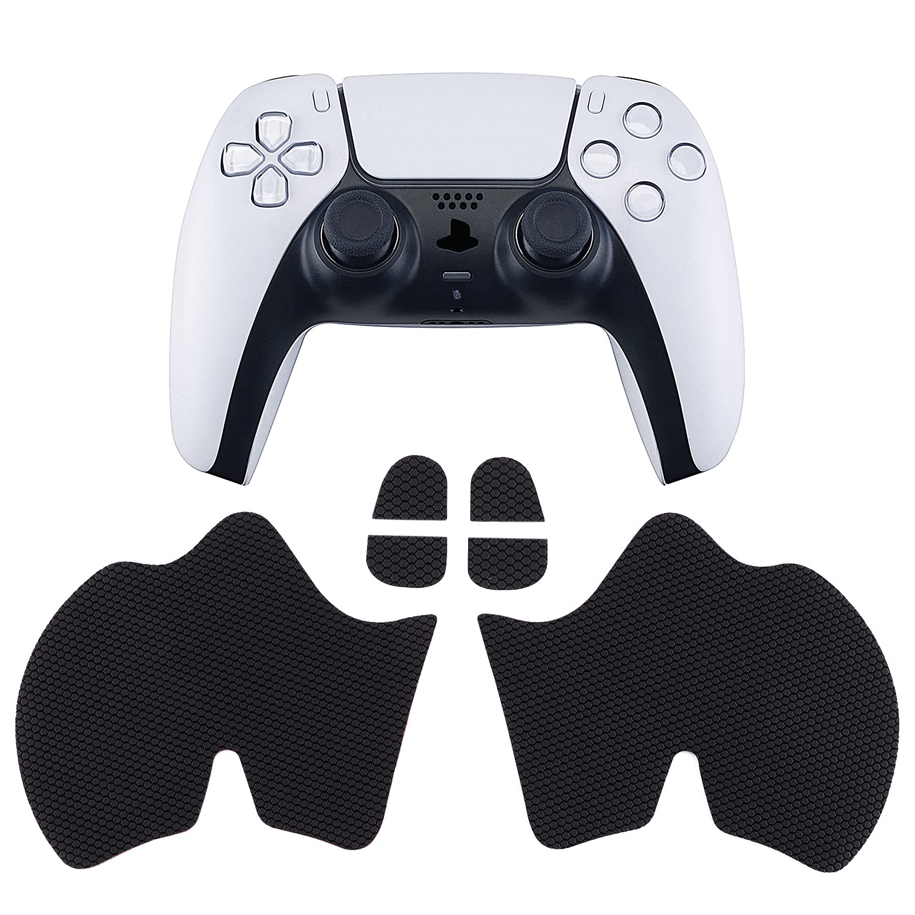 eXtremeRate PlayVital Anti-Skid Sweat-Absorbent Controller Grip for PS5, Professional Textured Soft Rubber Pads Handle Grips for PS5 Controller with Shoulder Button Trigger Stickers - Armored Edition